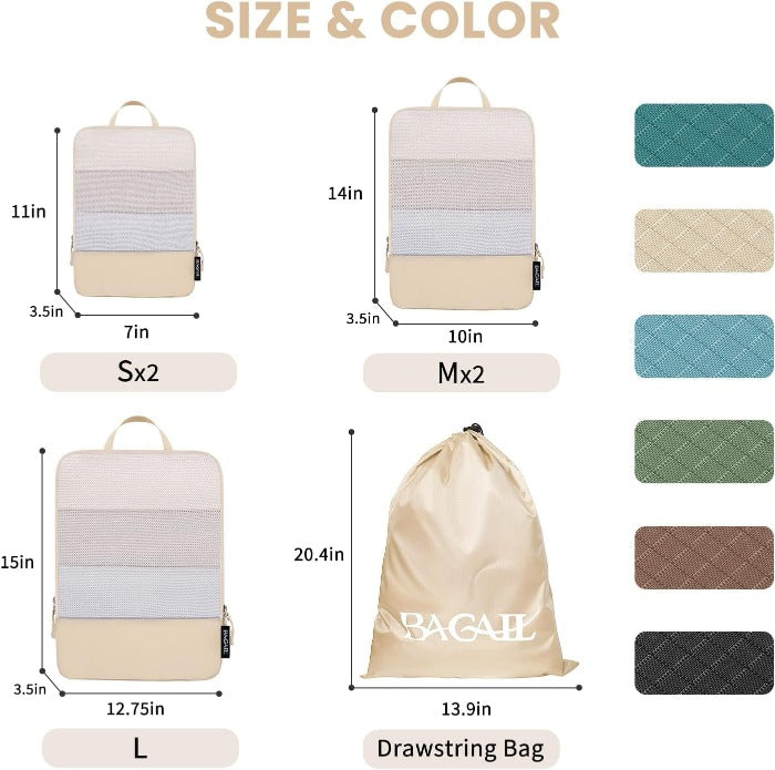 70D Ultralight Compression Packing Cubes with Laundry Bag（6Set） – Bagail